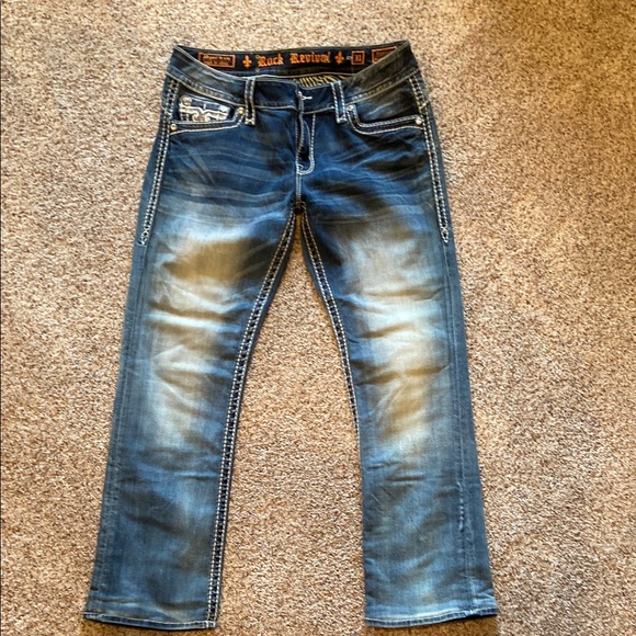 Rock Revival | Jeans | Rock Revival Blue Straight Jeans With Distressed ...